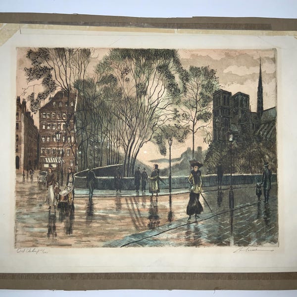 Hand Colored Etching - Etsy