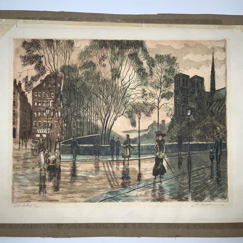 Hand Colored Etching - Etsy