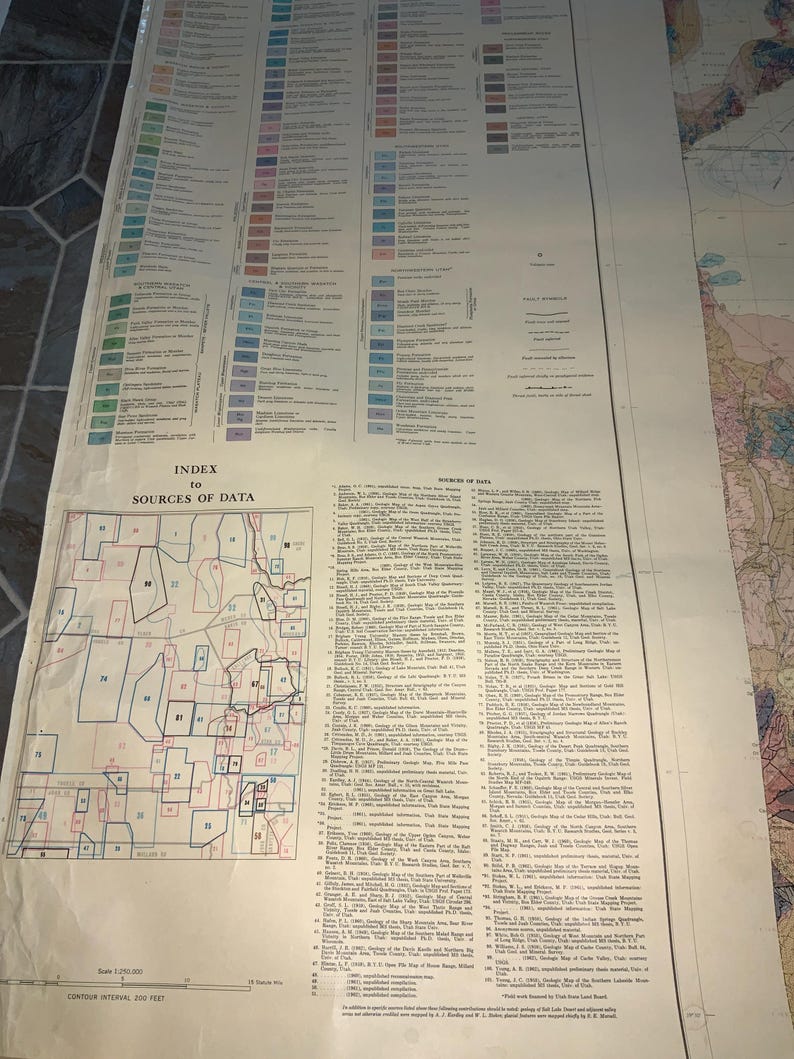 XL Geological Map of Utah Original Print 1963 Brigham Young University ...