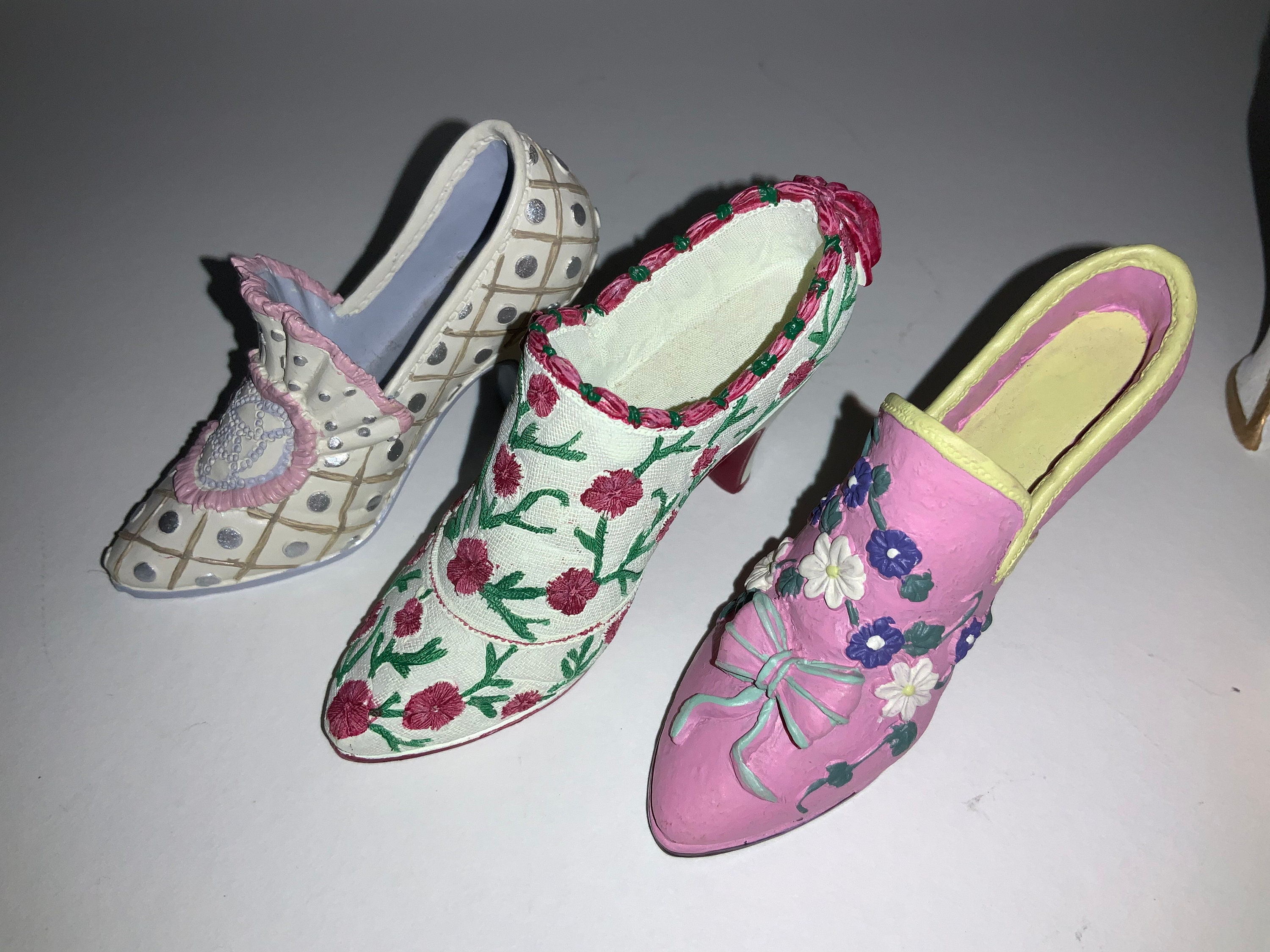 Collection of Decorative Ceramic Porcelain Hand Painted Miniature Shoe ...