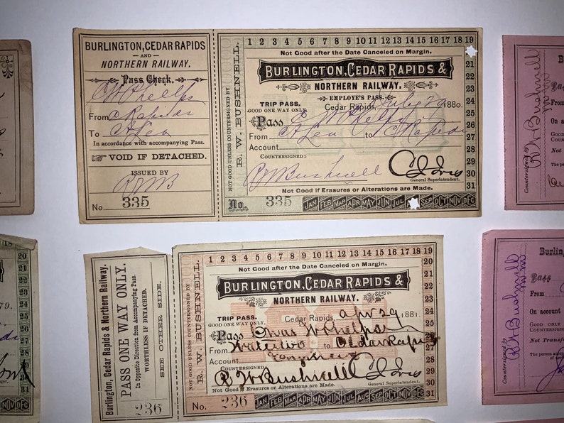 Antique Railroad Ephemera Lot: 1870s-80s Train Tickets, Passes, Photos ...