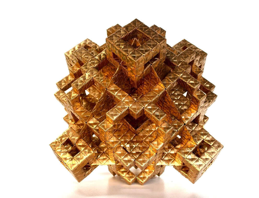GOLD FOLD ORIGAMI 32000+ Folds Golden Cube Expansion Sculpture ...