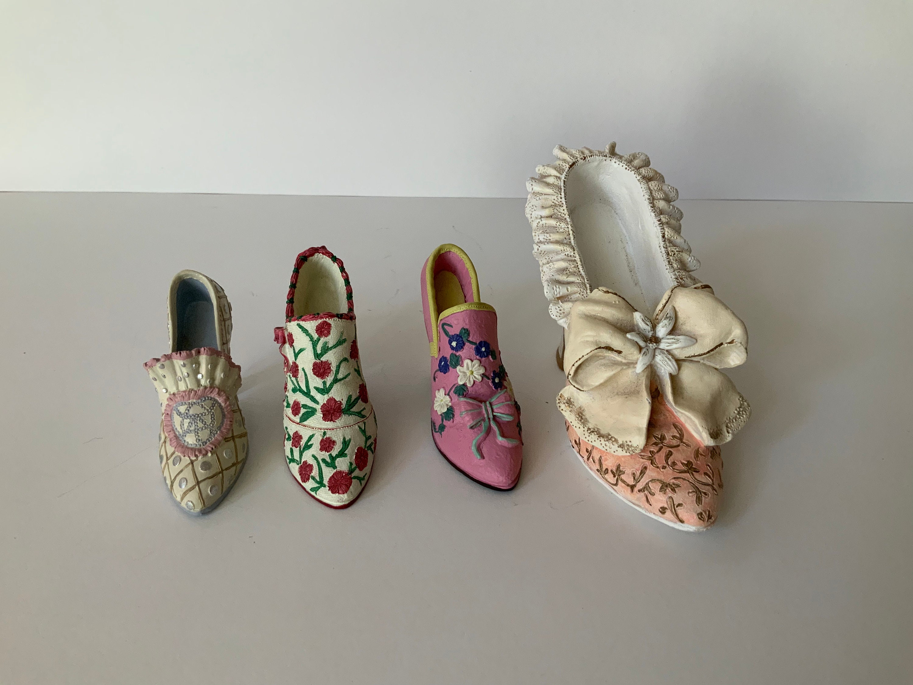 Collection of Decorative Ceramic Porcelain Hand Painted Miniature Shoe ...