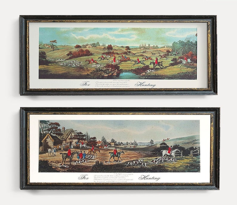 Fox Hunt Art Prints | Old English Hunting Wall Art With Hunters, Dogs ...