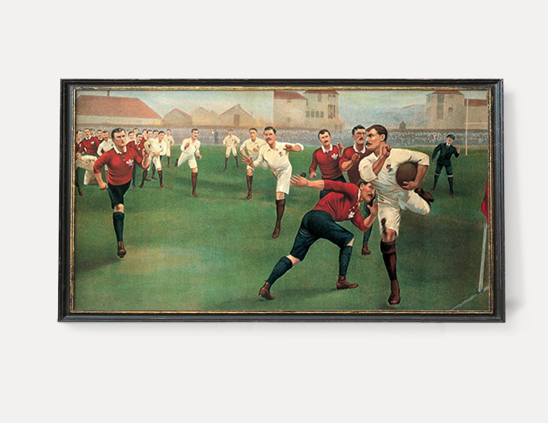 Rugby Match Print | Old English Sport Art | Vintage British Wall Art ...