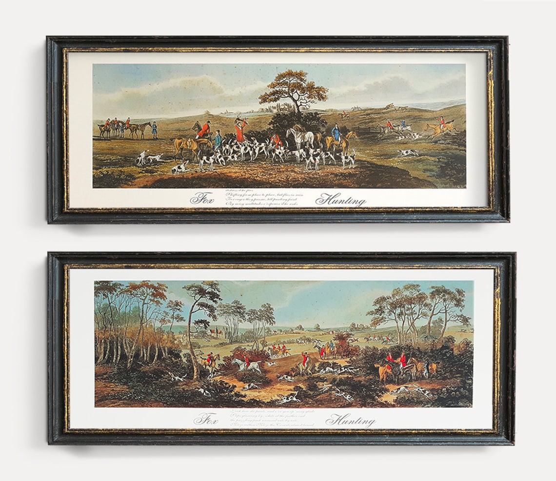 Fox Hunt Art Prints | Old English Hunting Wall Art With Hunters, Dogs ...