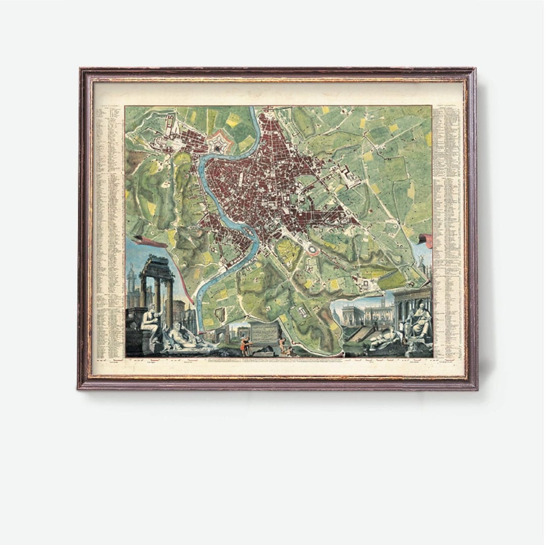 Antique Map of Rome | Roman Cartography | Topographic Plan of Rome 1841 ...