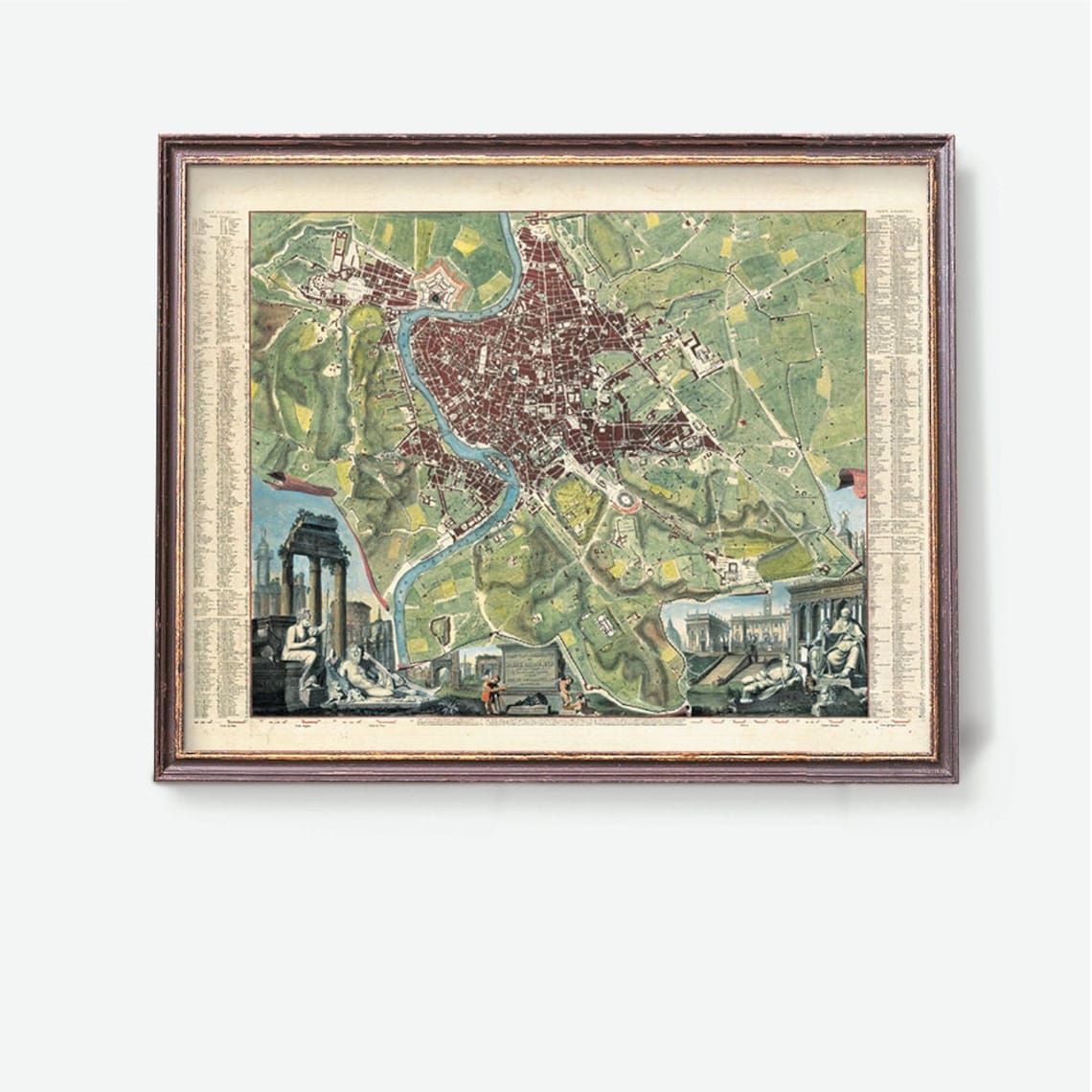 Antique Map of Rome Roman Cartography Topographic Plan of - Etsy