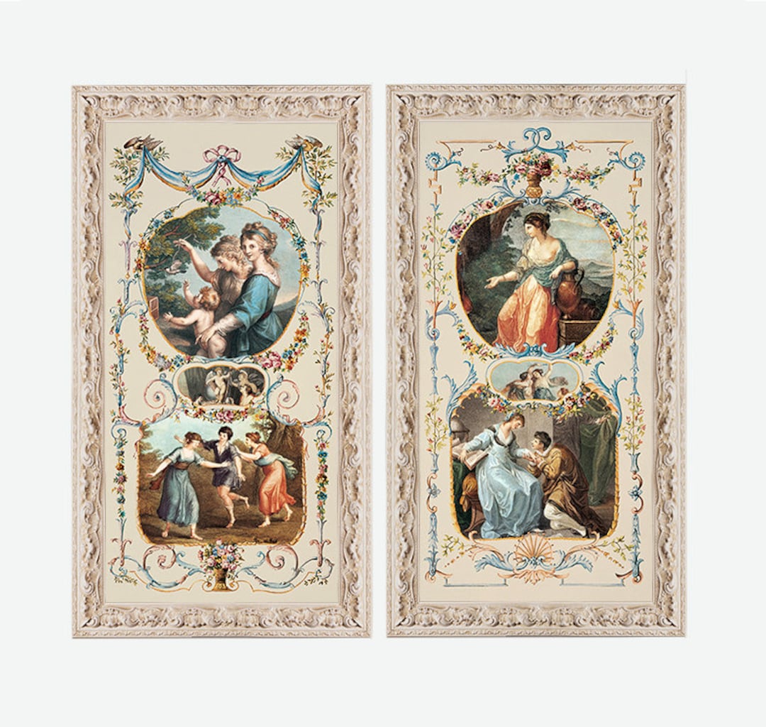 Neoclassical Decor - Victorian Wall Art - Pair of Shabby Chic Art ...