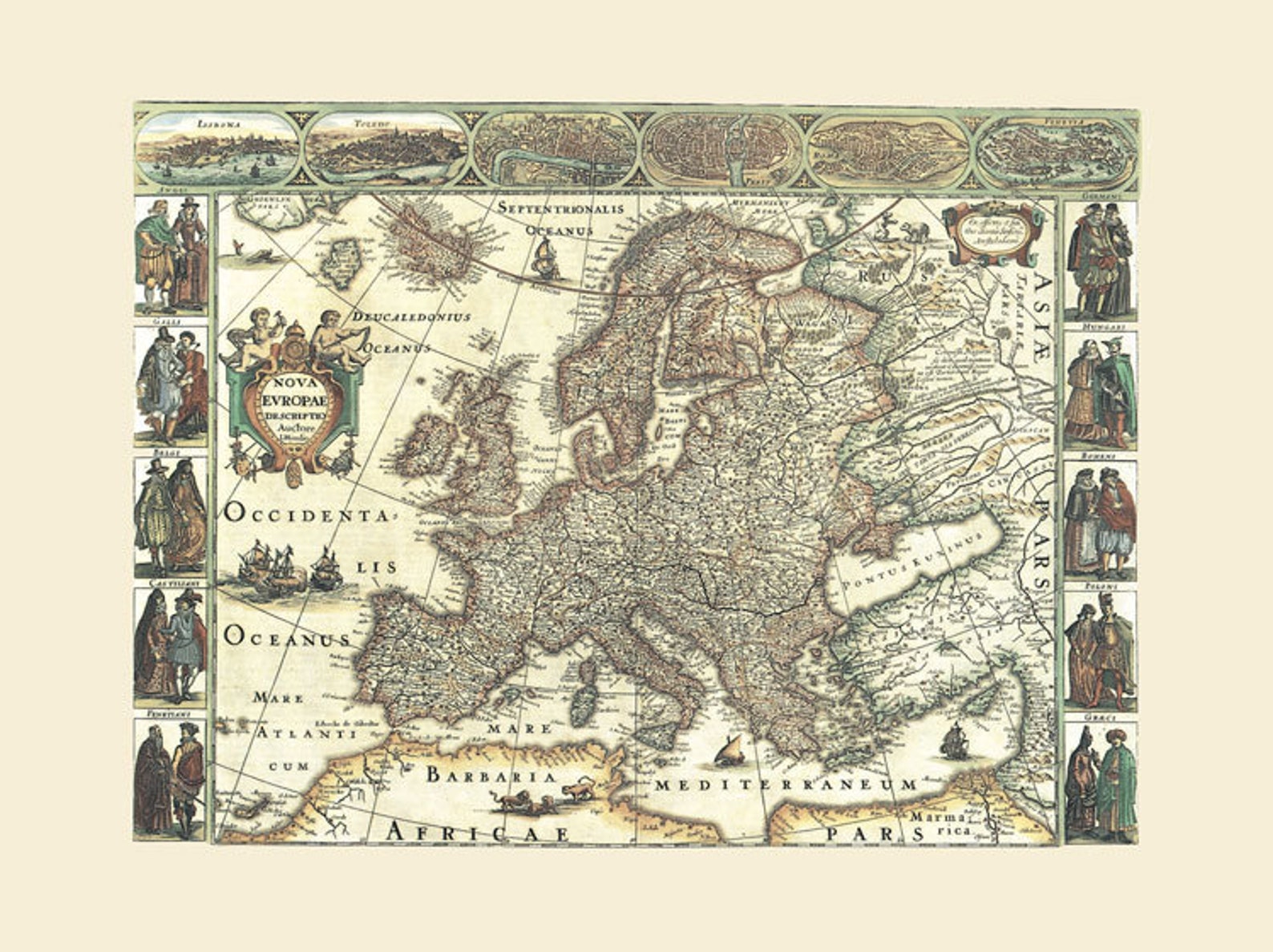Old Map of Europe Antique 17th Century Map of the Old World | Etsy