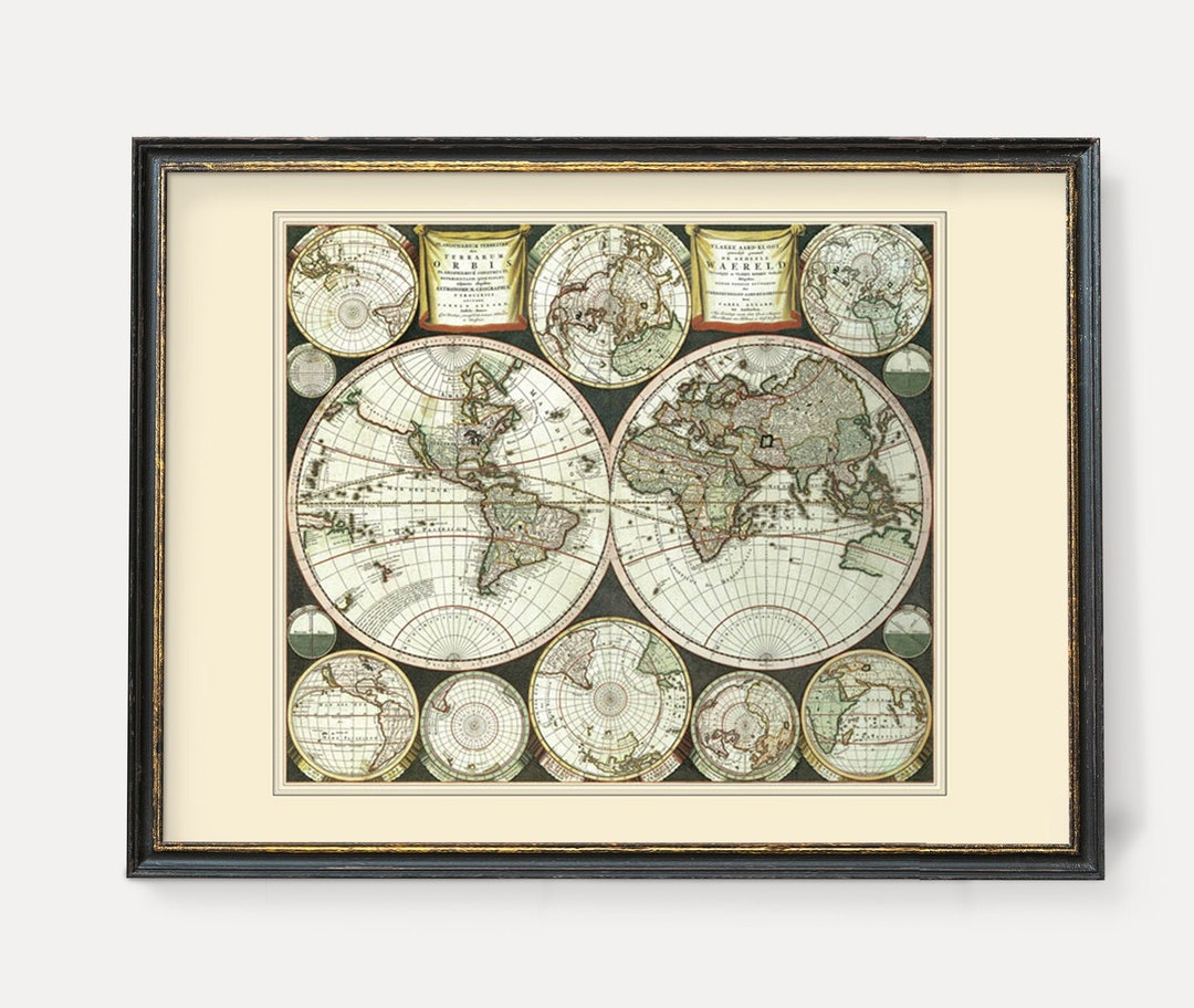 Vintage World Map Print | Antique Cartography Wall Art - Italian Fine ...