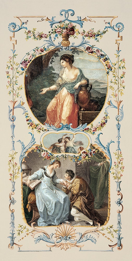 Neoclassical Decor - Victorian Wall Art - Pair of Shabby Chic Art ...