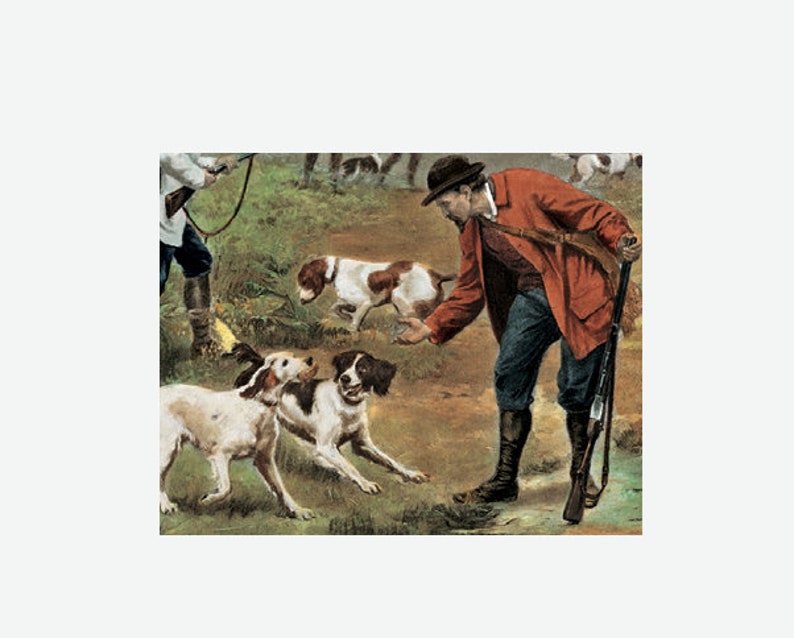 Rabbit Hunt Wall Art Antique Hunting Dogs Illustration | Etsy