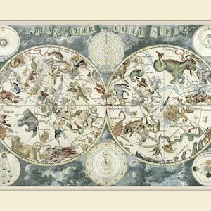 Celestial Planisphere | Old Star Map | Vintage Poster | Fine Art Print ...