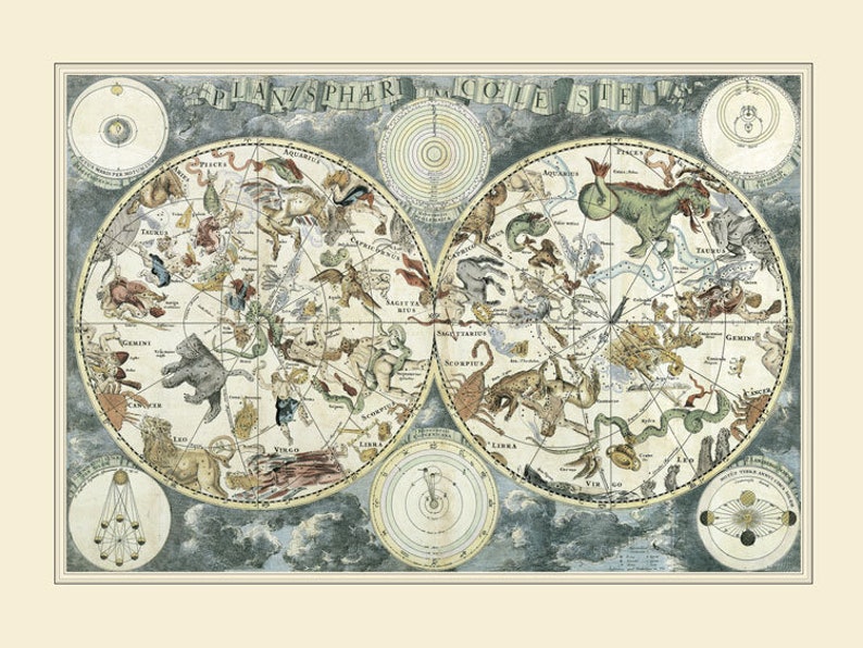 Celestial Planisphere | Old Star Map | Vintage Poster | Fine Art Print ...