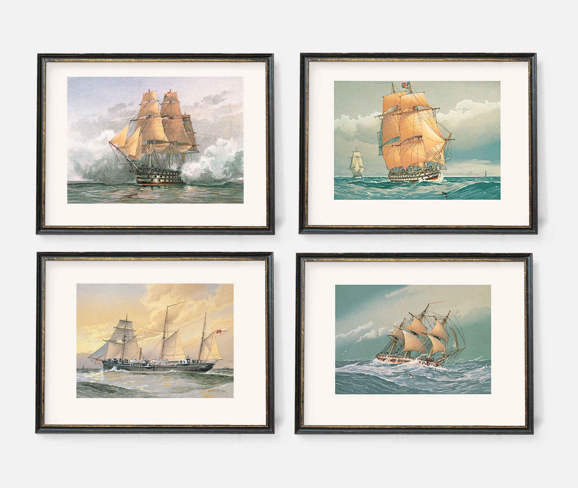 Sailing Vessels Prints | Battle Ships | Nautical Decoration | Vintage ...