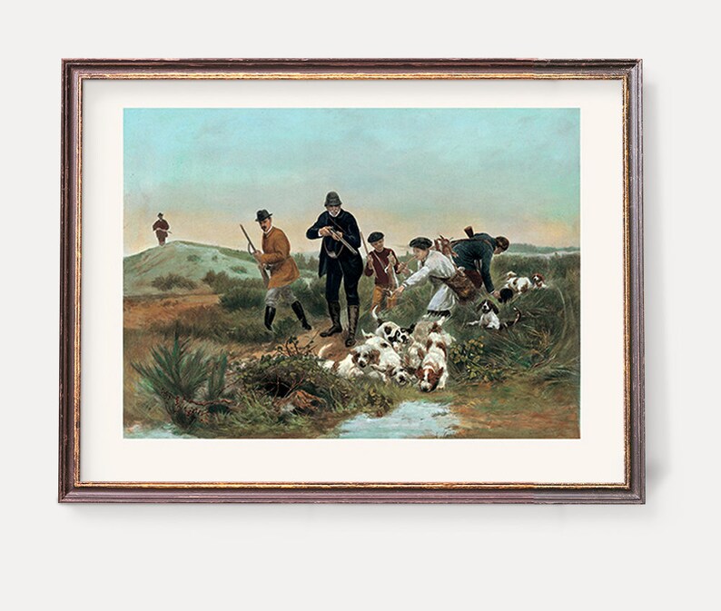 Rabbit Hunt Wall Art Antique Hunting Dogs Illustration | Etsy