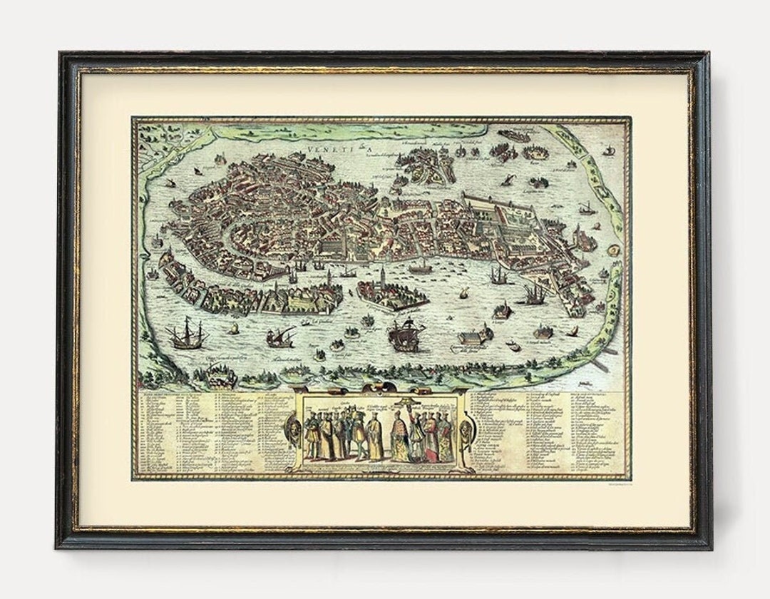 Antique Venice Map Print | Vintage Venice Cartography | Old 16th ...