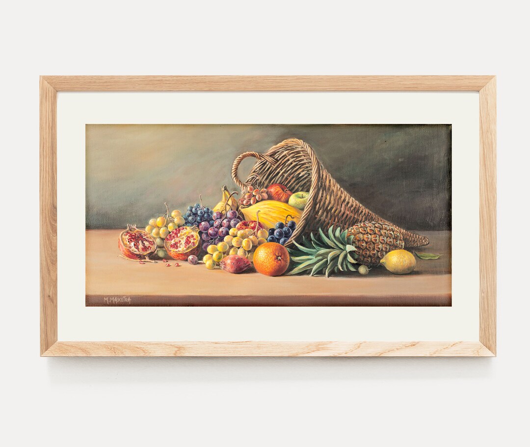 Cornucopia Print | Still Life| Fruit Basket | Classic Wall Art ...