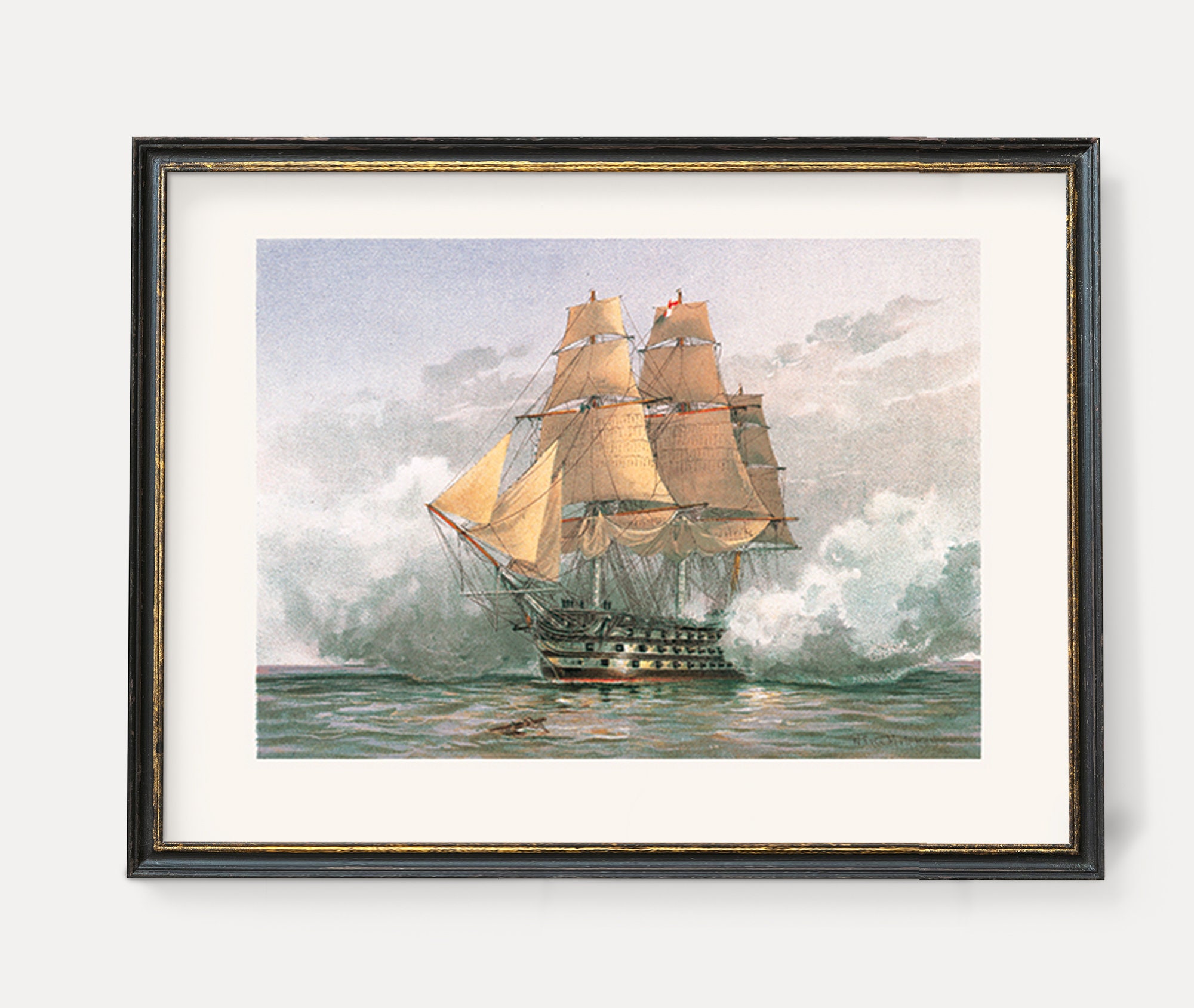 Sailing Vessels Prints | Battle Ships | Nautical Decoration | Vintage ...