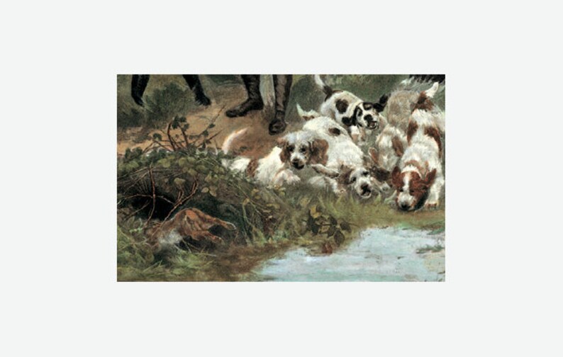Rabbit Hunt Wall Art Antique Hunting Dogs Illustration | Etsy