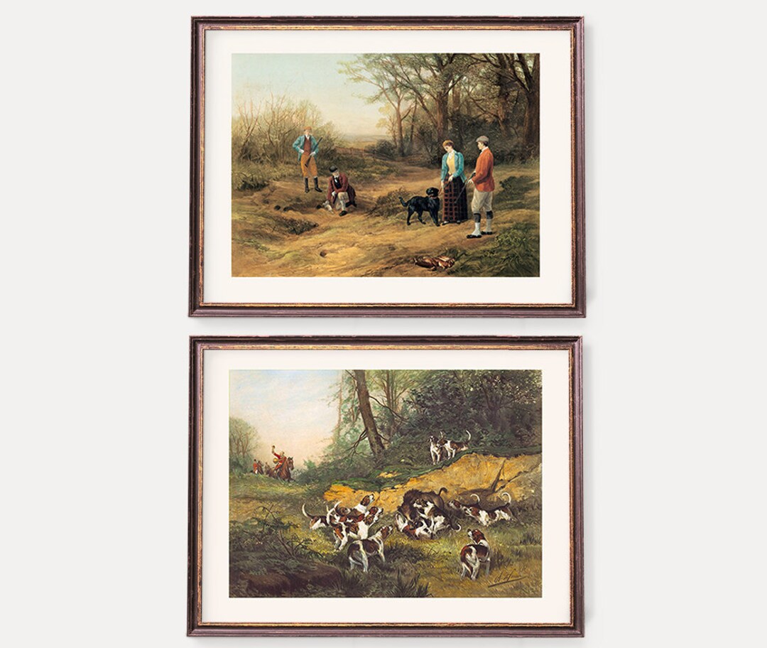 Hog & Rabbit Hunting Wall Art | Old English Hare Hunt Prints | Vintage ...