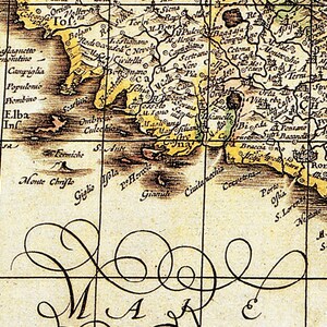 Vintage Map of Italy Print Old Italian Map Wall Art Antique Cartography ...