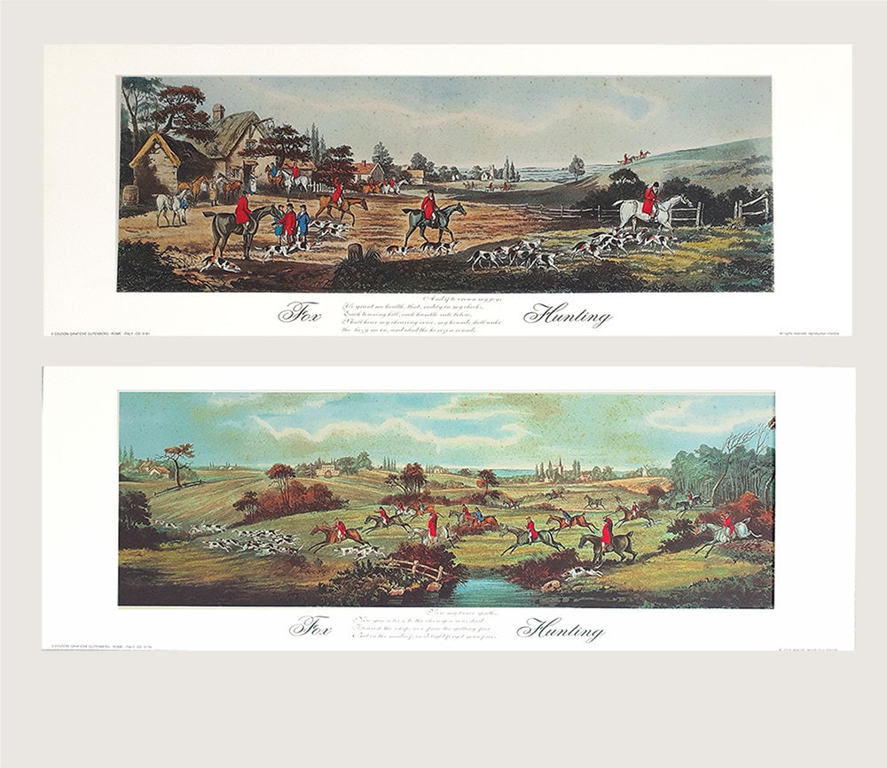 Fox Hunt Art Prints | Old English Hunting Wall Art With Hunters, Dogs ...