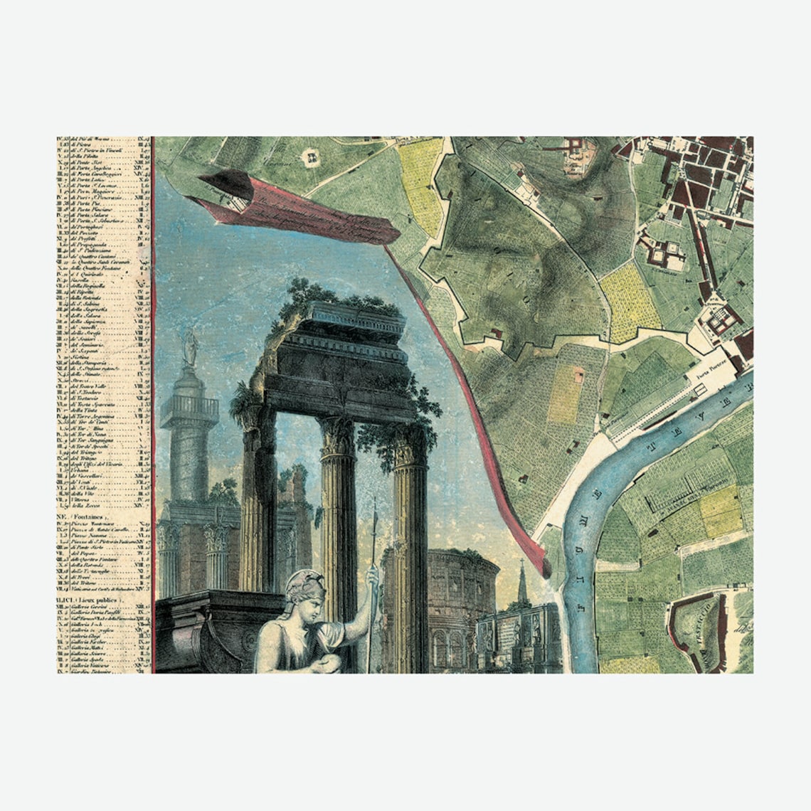 Antique Map of Rome Roman Cartography Topographic Plan of | Etsy