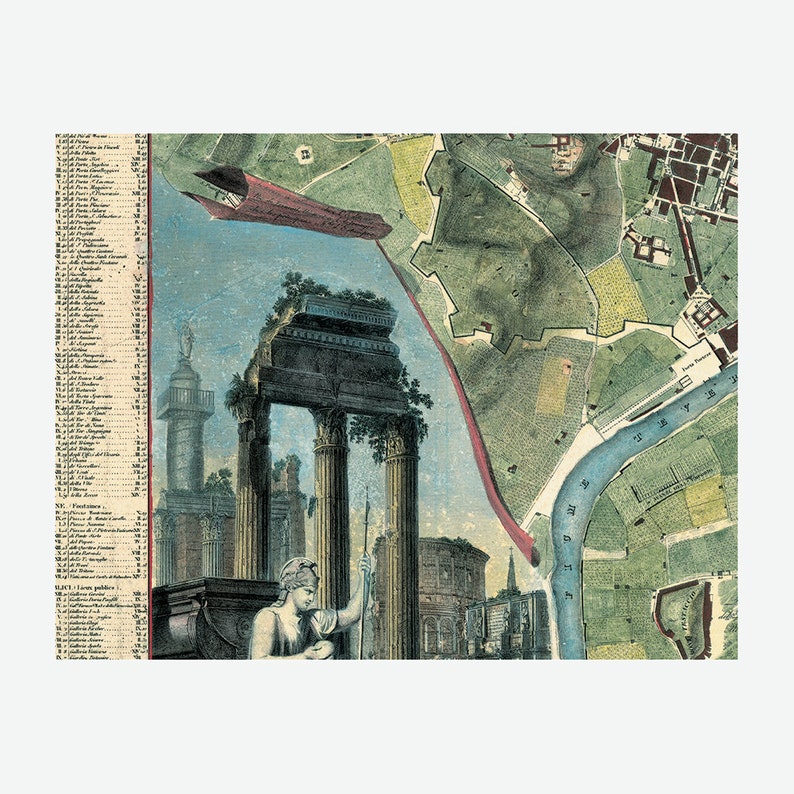 Antique Map of Rome Roman Cartography Topographic Plan of | Etsy