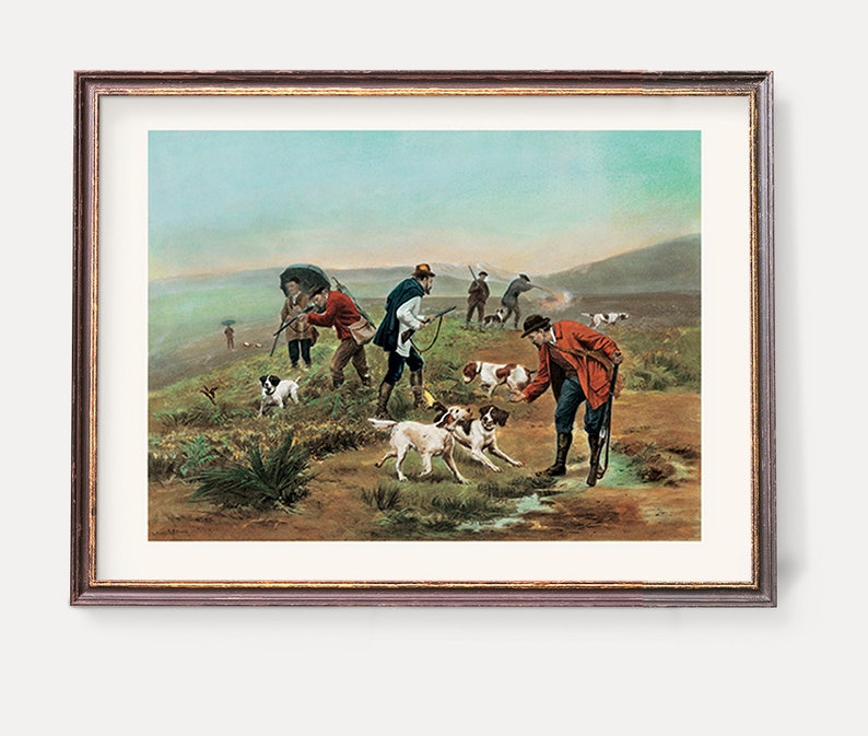 Rabbit Hunt Wall Art Antique Hunting Dogs Illustration | Etsy
