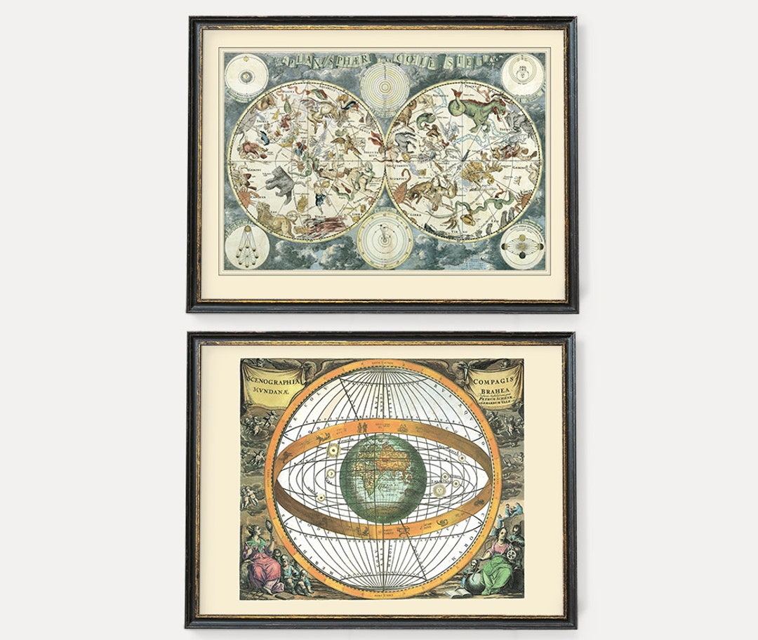Celestial Planisphere | Old Star Maps | Vintage Poster | Pair of Fine ...