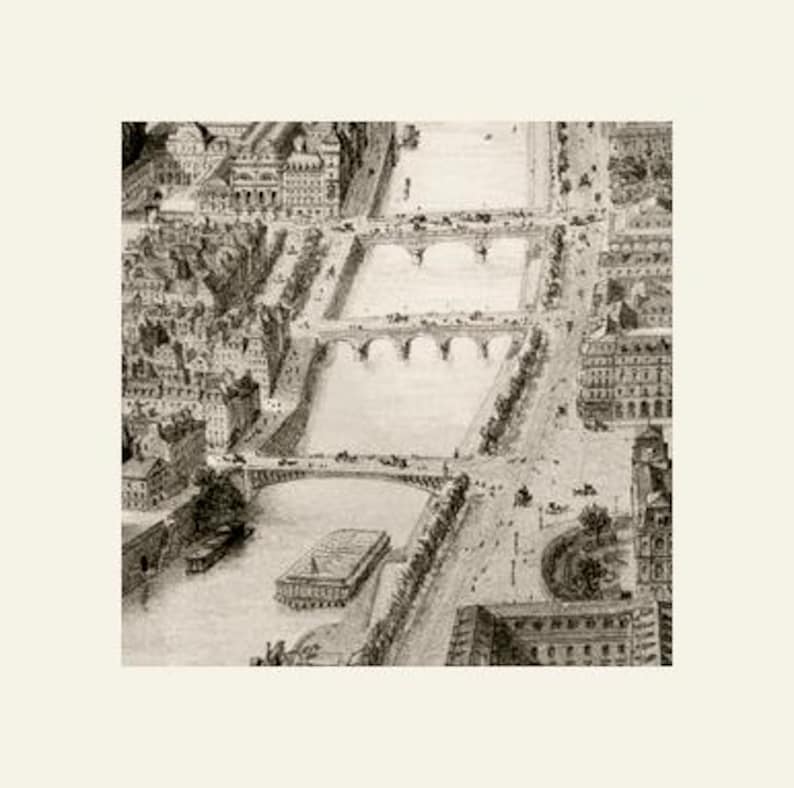 Antique Map of Paris | Panorama Ville De Paris | Topographic Plan Paris ...