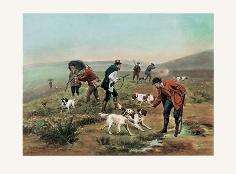 Rabbit Hunt Wall Art Antique Hunting Dogs Illustration | Etsy