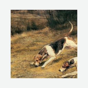 Antique Hunting Dogs Art Prints | Pair of English Hounds Illustrations ...