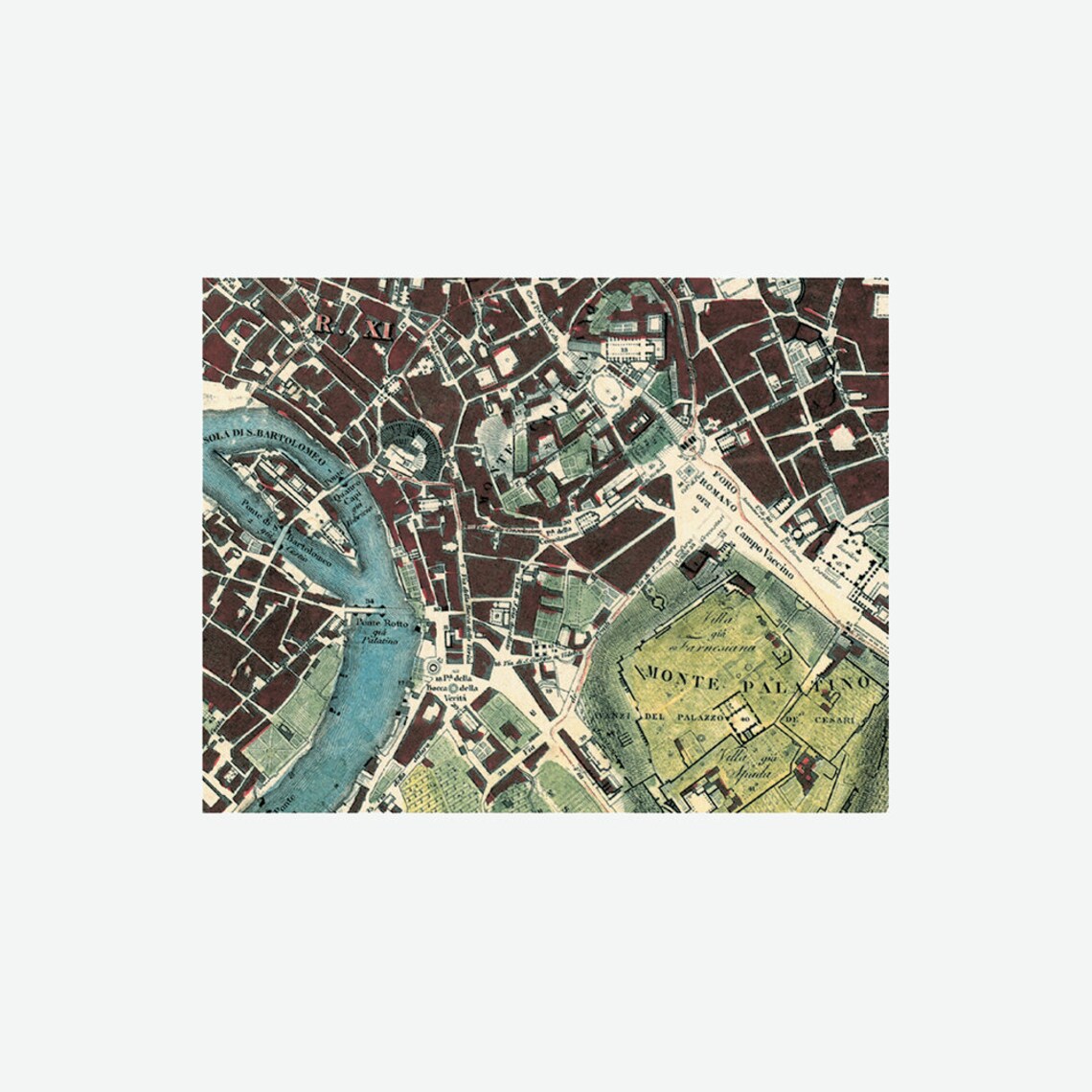 Antique Map of Rome Roman Cartography Topographic Plan of | Etsy