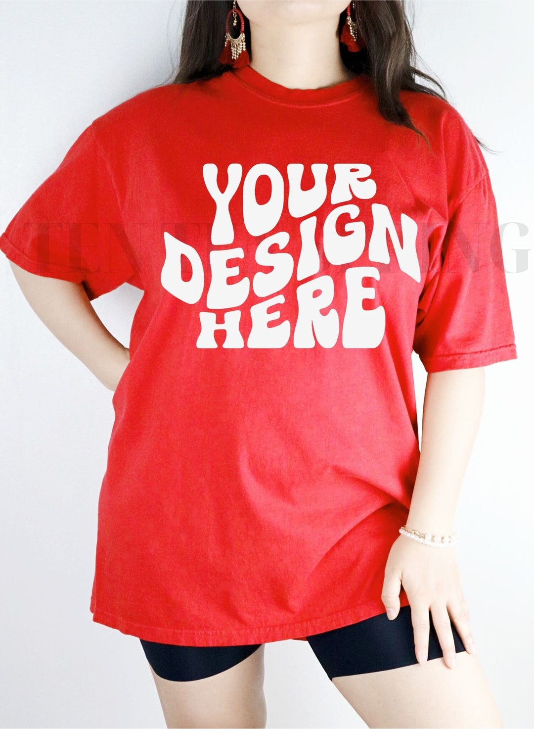 Comfort Colors C1717 Red Shirt Model Mockup Red Shirt - Etsy