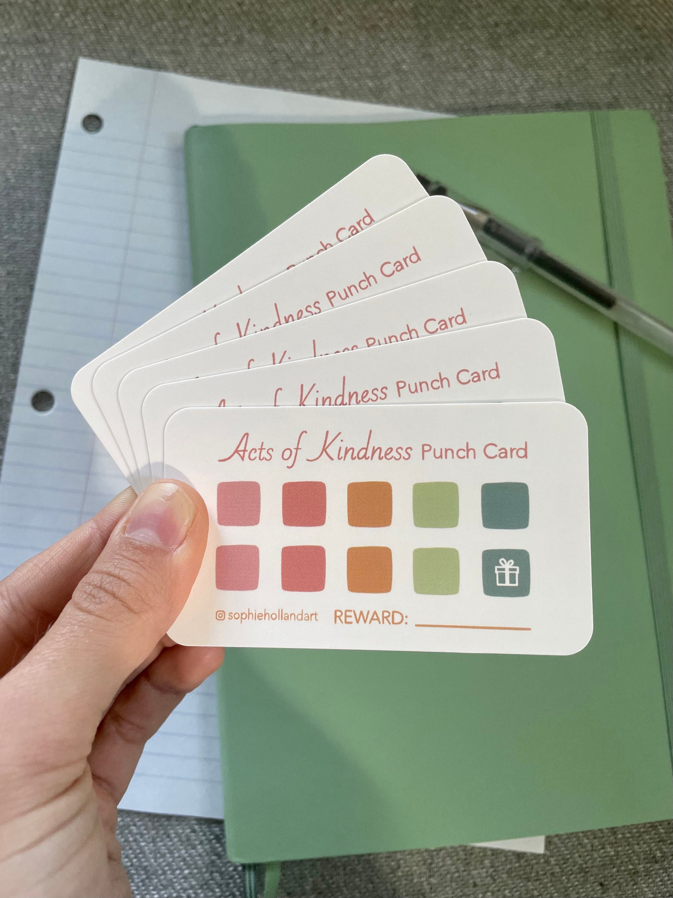 Acts of Kindness Punch Card Pack of 5 | Stocking Stuffer | Motivational ...