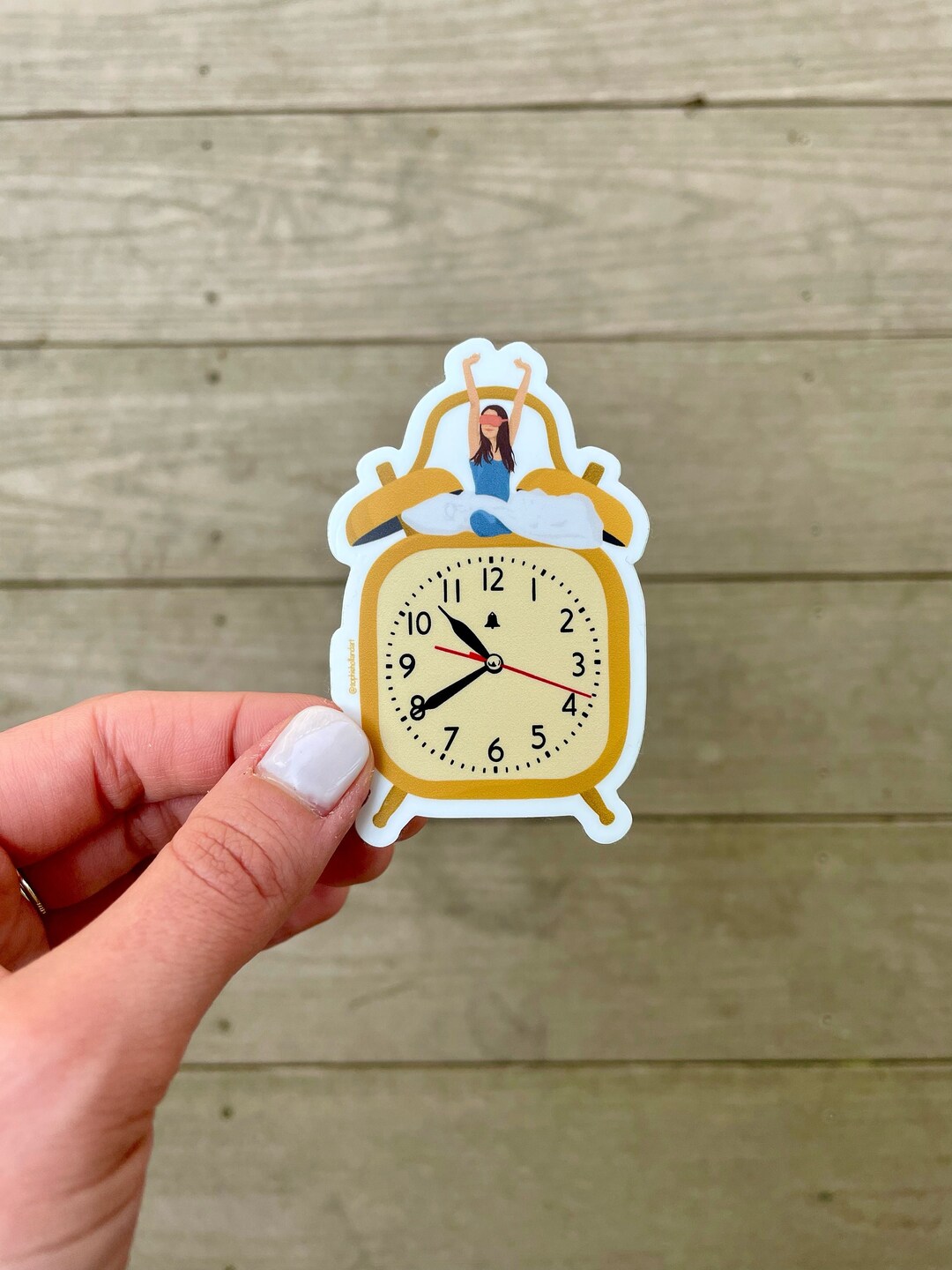 Snooze Alarm Girl Sticker | Illustrated Weatherproof Vinyl Decal - Etsy