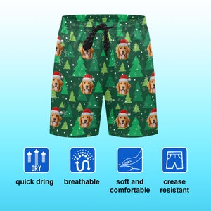 Custom Swim Trunks Men Face, Personalized Christmas Trunks With Gog ...