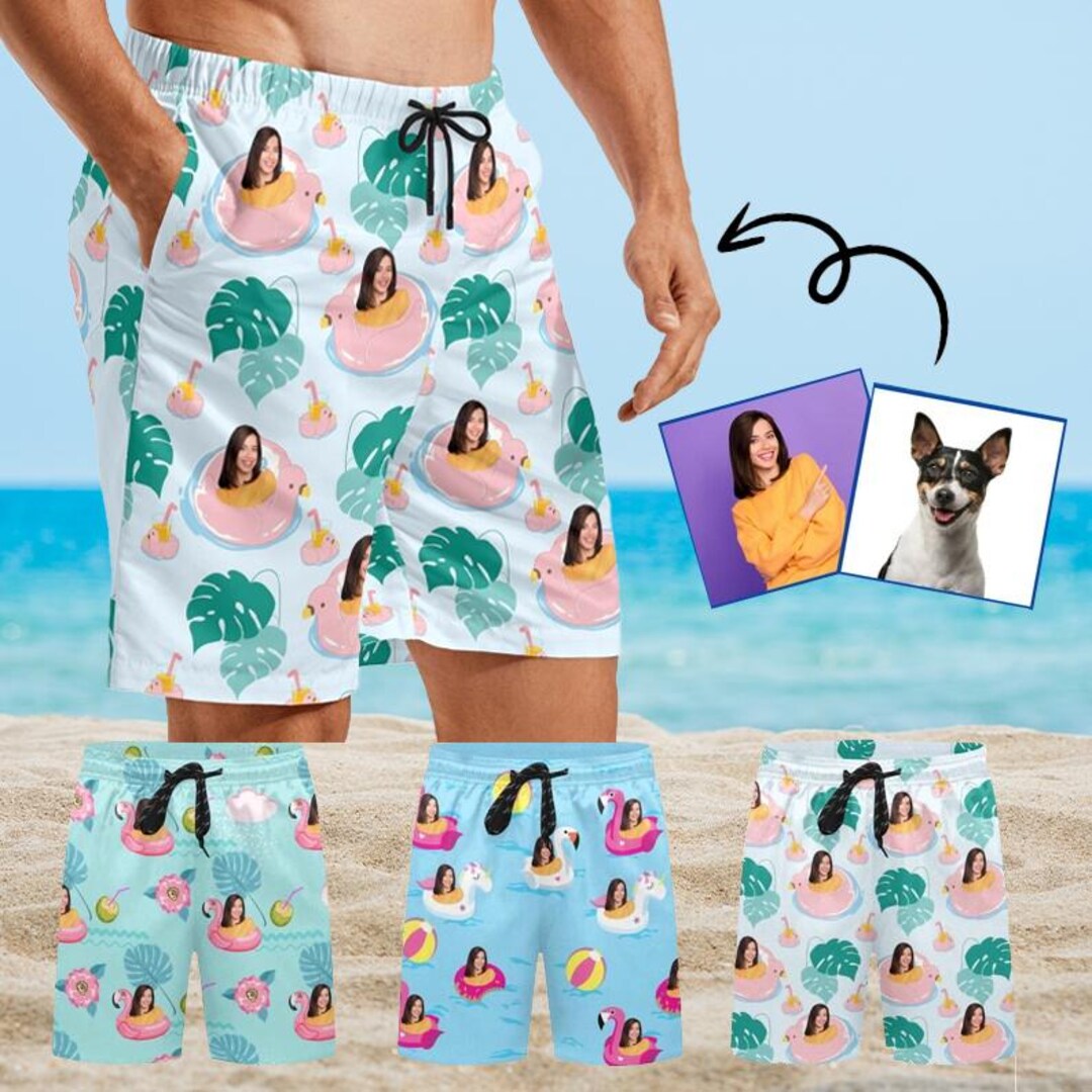 Custom Face Men's Swim Trunks: Personalized Hawaii Swimwear - Etsy
