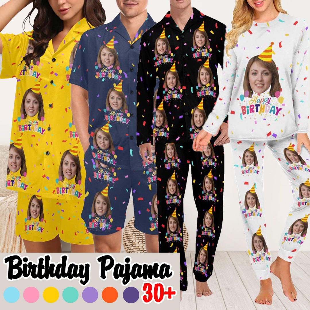 Custom Face Birthday Pajamas: Personalized Photo Pajama Set - Etsy