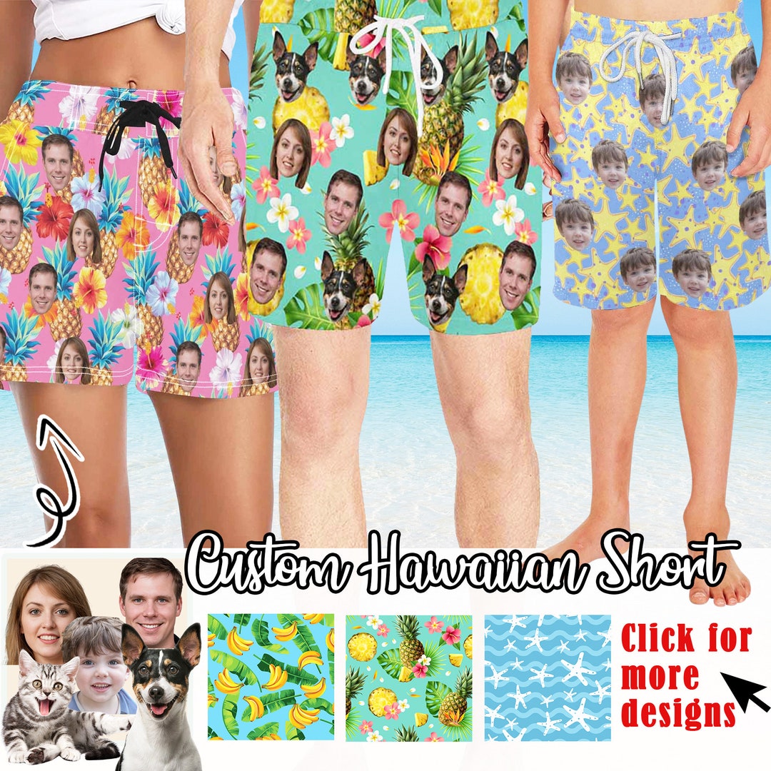 Custom Face Swim Trunk, Personalized Swim Shorts With Photos,hawaii ...