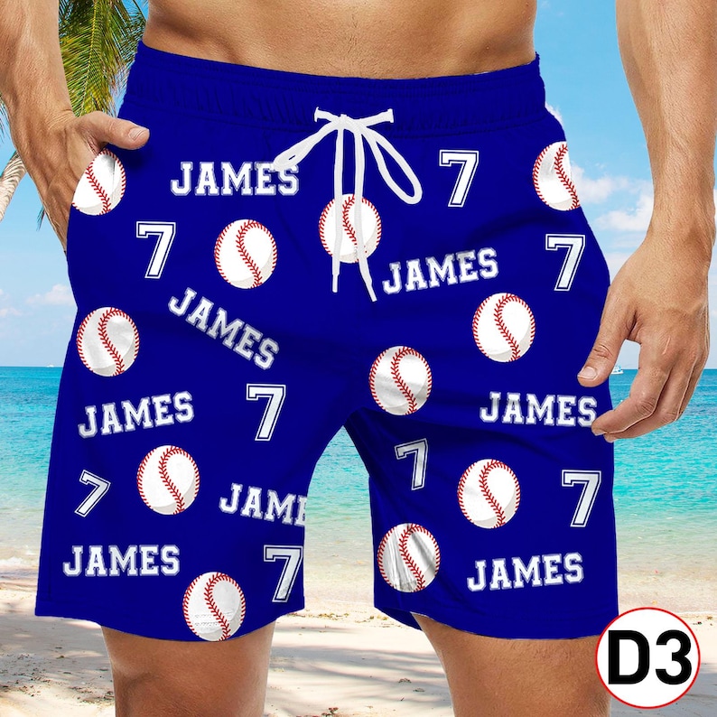 Custom Tropical Sports Theme Swim Trunks With Face, Personalized Team ...