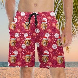 Custom Swim Trunks Men Face, Personalized Christmas Trunks With Gog ...