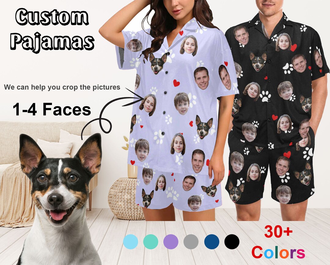 Custom Summer Pajama Set for Men Women, Custom Face Pajamas, Custom ...