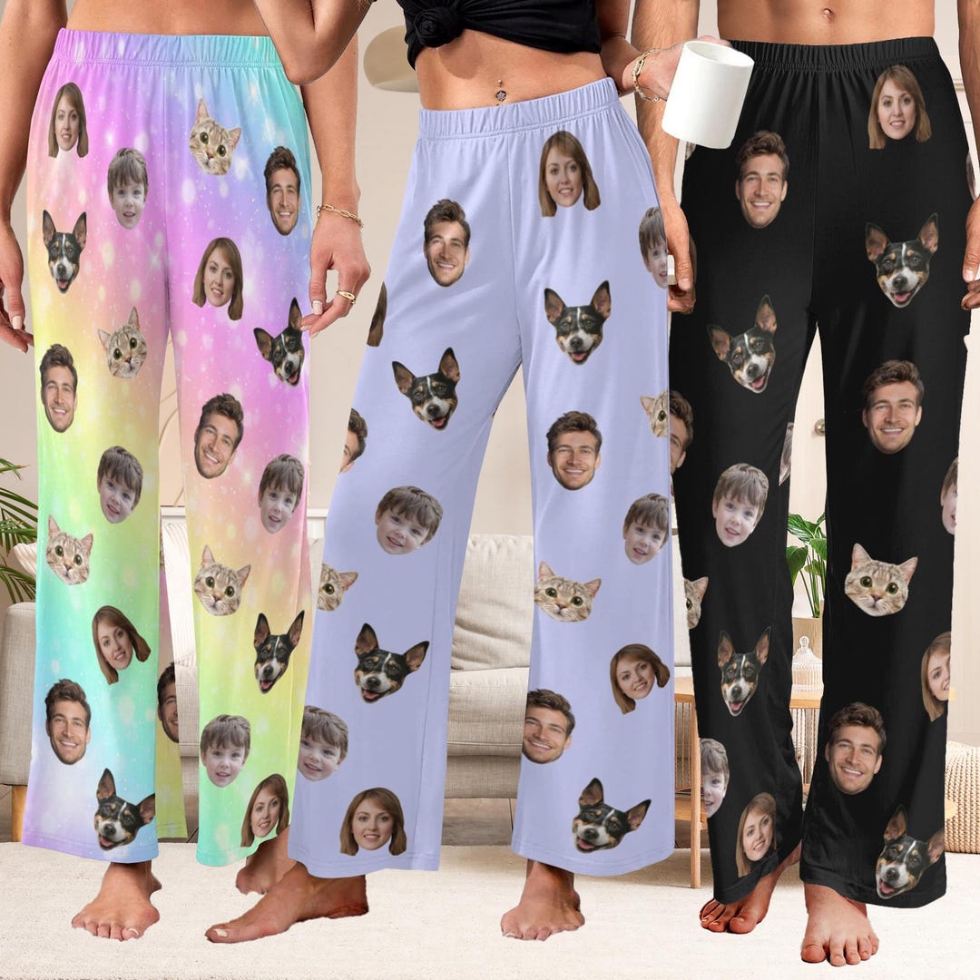 Personalized Pajama Pants With Face for Men Women, Custom Pajama Pants ...