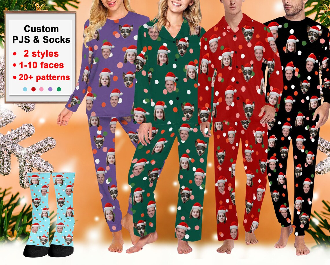 Personalized Family Pajamas for Christmas Custom Face Women - Etsy