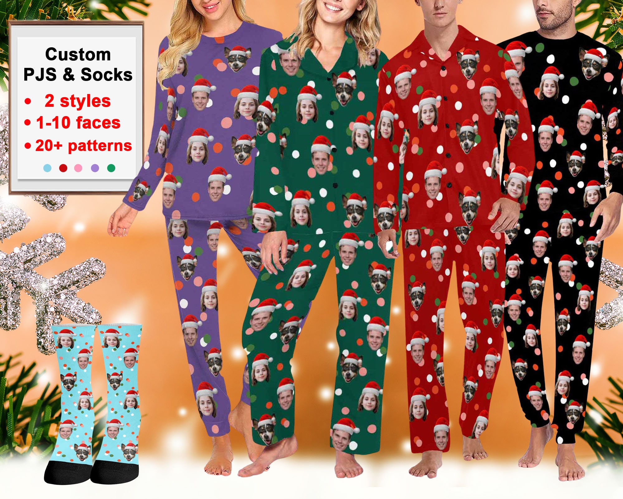 Personalized Family Pajamas for Christmas Custom Face Women - Etsy