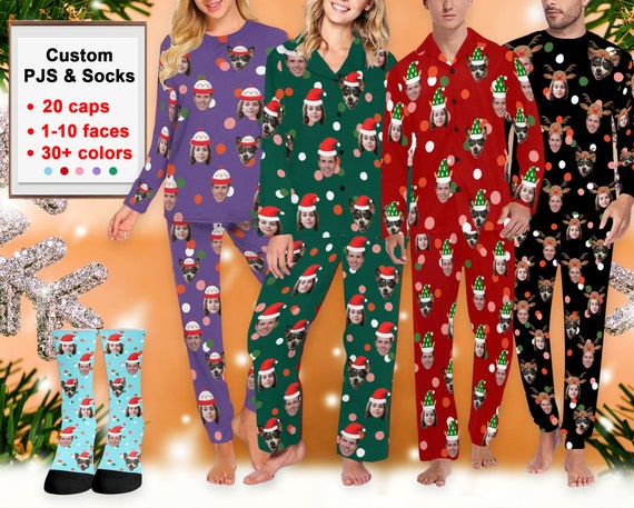 Personalized Family Pajamas for Christmas Custom Face Women - Etsy